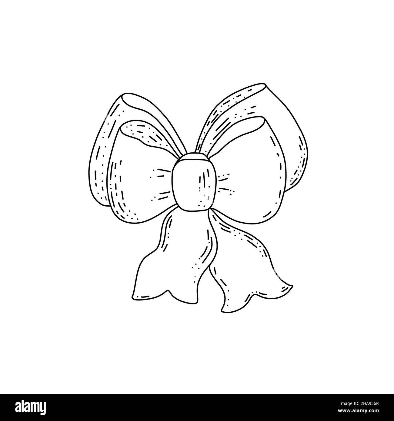 Big wedding box bow design isolated on white backdrop. Hand drawn ...