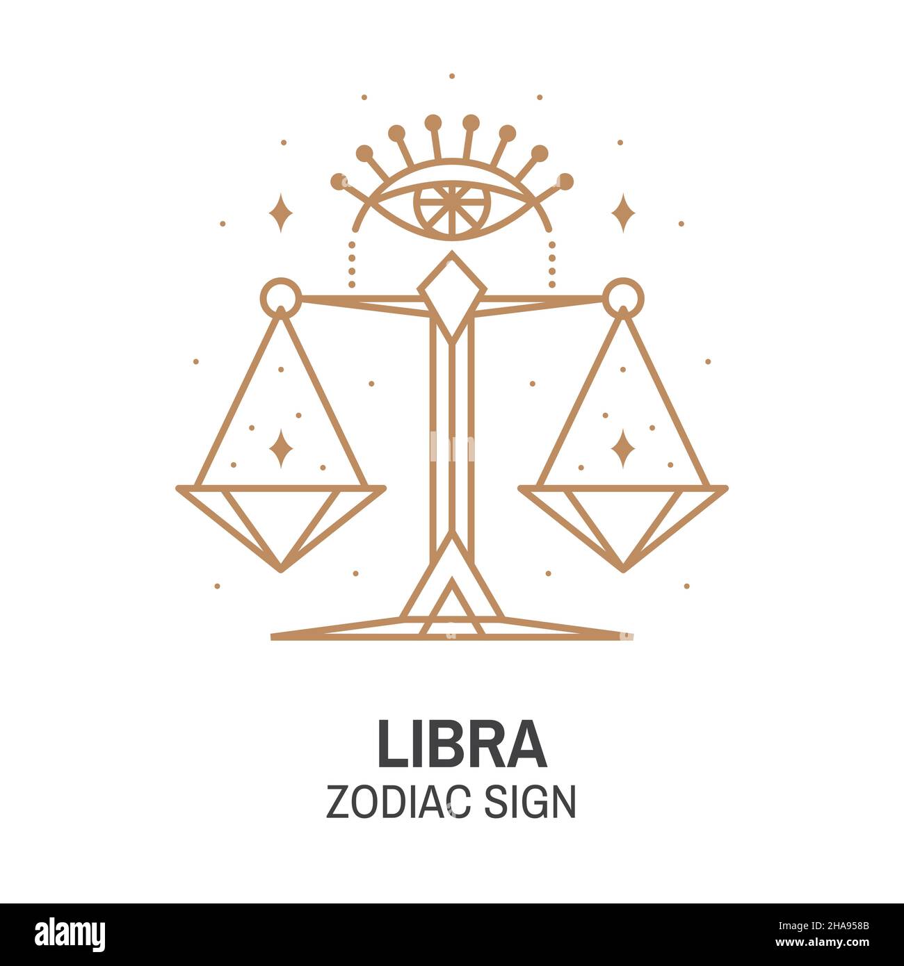 Zodiac astrology horoscope sign Libra linear design. Vector illustration. Elegant line art ...
