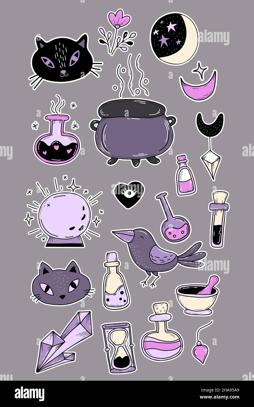 Collection of magical witchcraft amulets and charms for witches ...