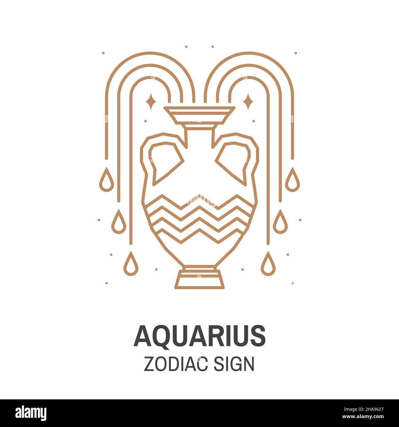 Zodiac astrology horoscope sign aquarius linear design. Vector ...
