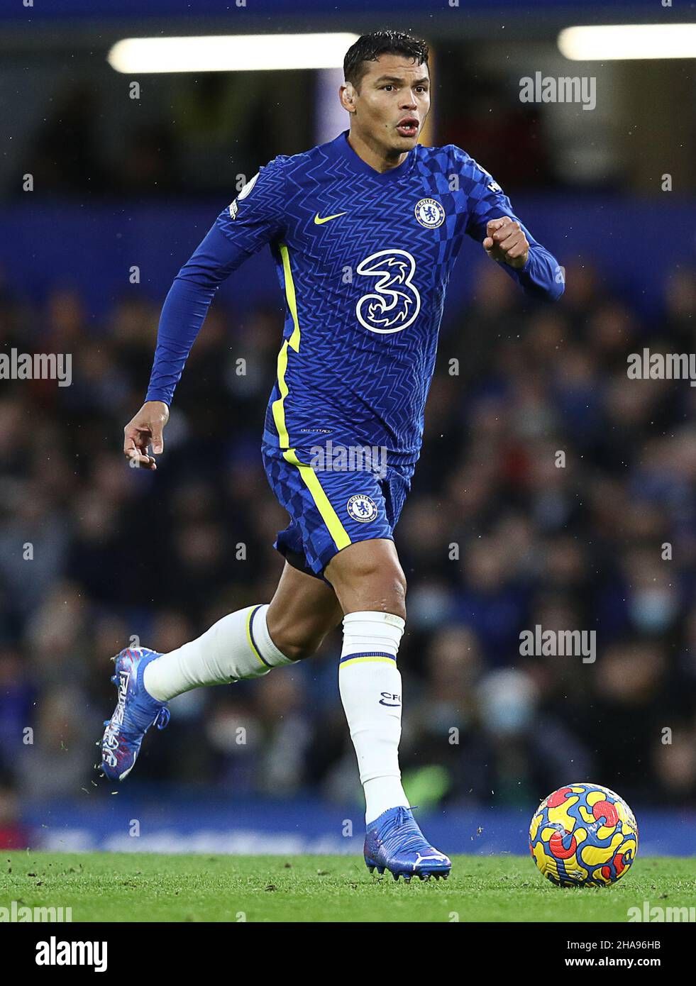 London, England, 11th December 2021. Thiago Silva of Chelsea during the ...