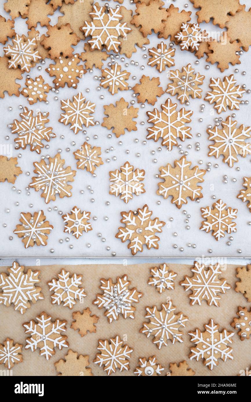 Homemade Christmas Snowflake Biscuits Stock Photo - Alamy