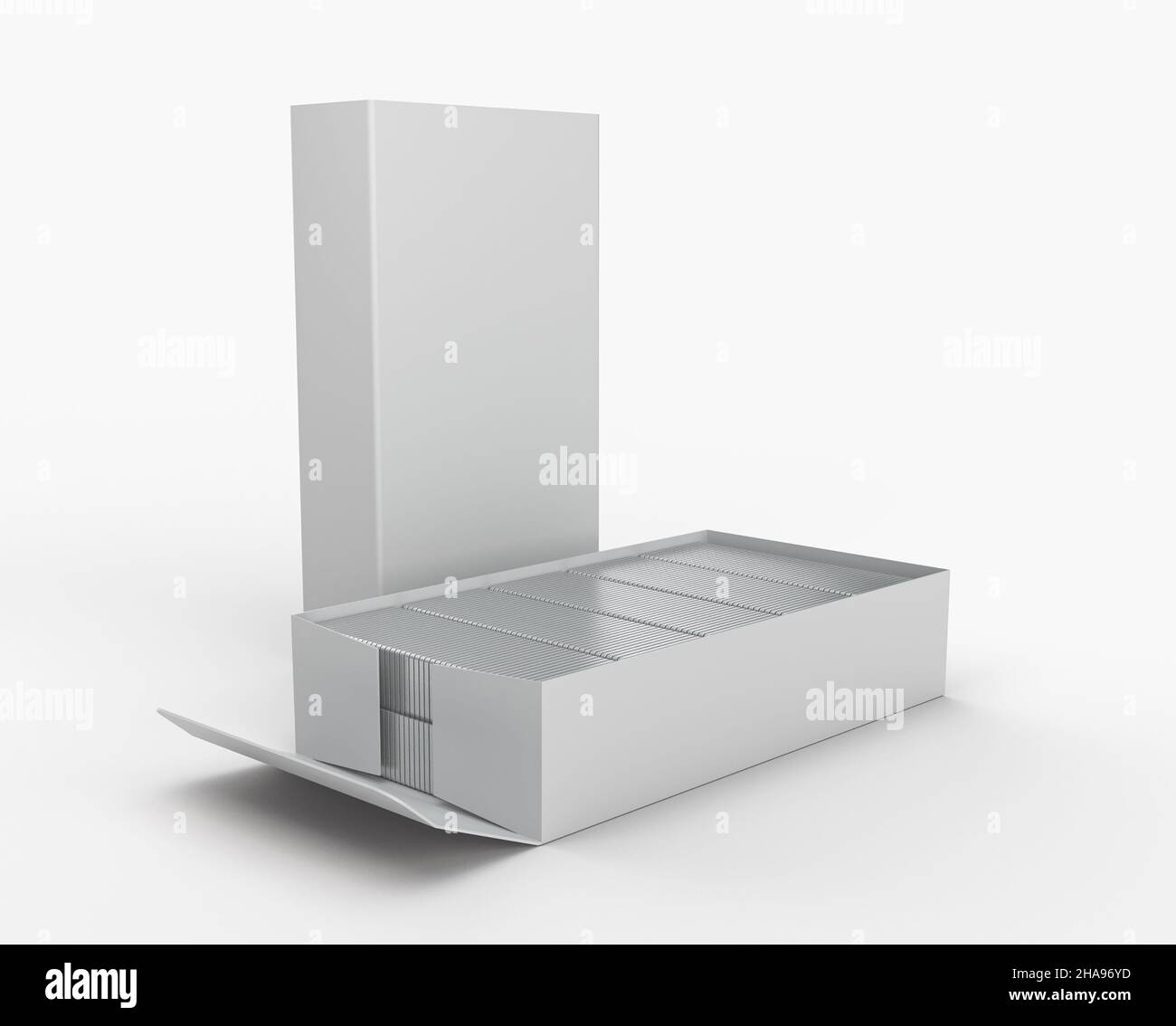3D rendering of a box of staples isolated in the white background Stock ...