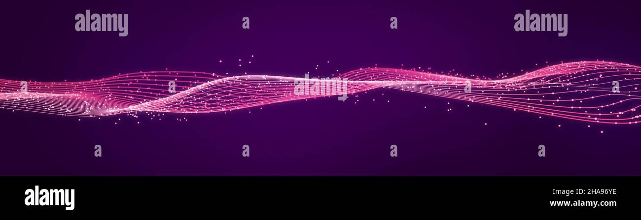 3D rendering of a futuristic purple wave. Analytical data sorting Stock ...