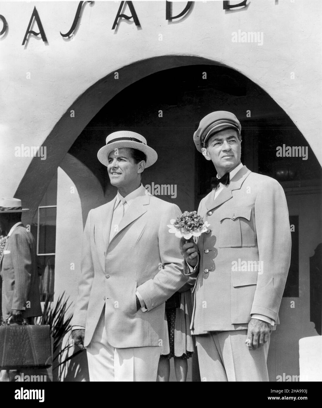 Bob Cummings, Alan Ladd, on-set of the Film, "The Carpetbaggers ...