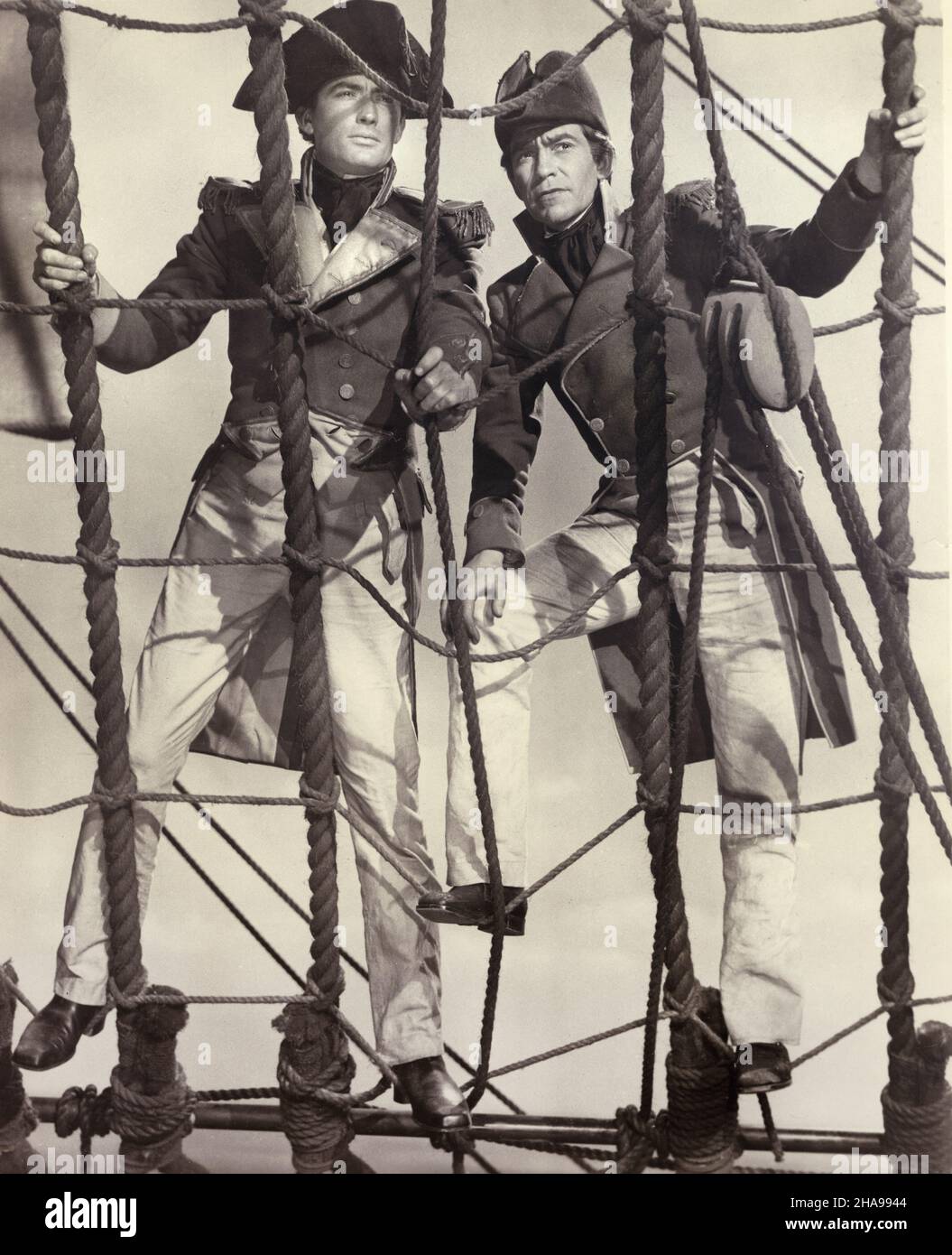 Gregory Peck, Robert Beatty, on-set of the Film, "Captain Horatio ...