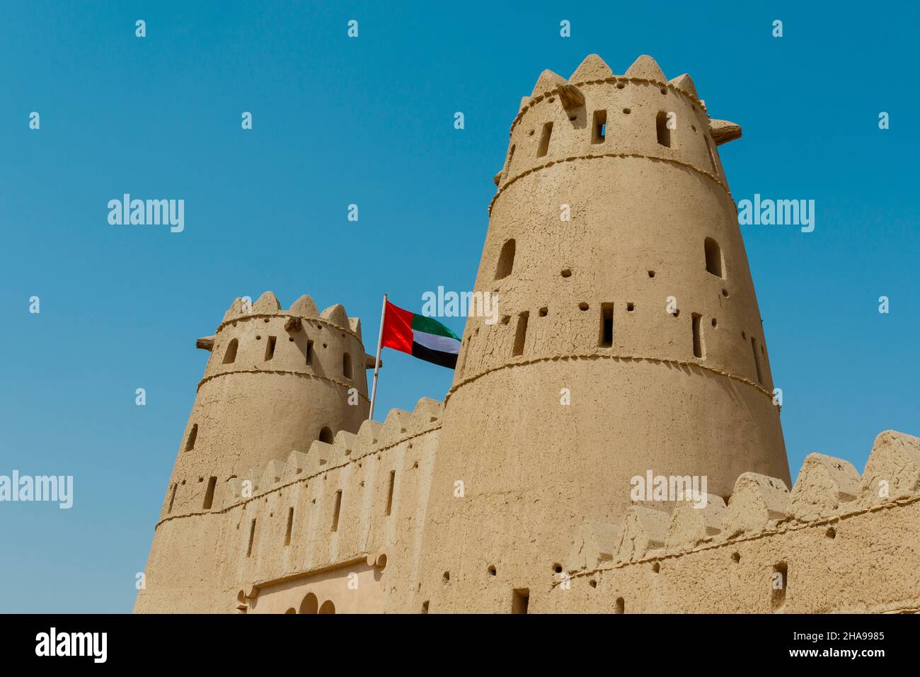 Exterior and entrance gate of the Al Jahili Fort in Al Ain, Abu Dhabi ...