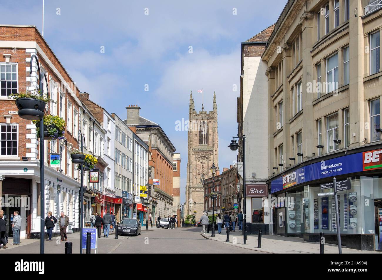Derby Cathedral from Iron Gate, Derby, Derbyshire, England, United ...