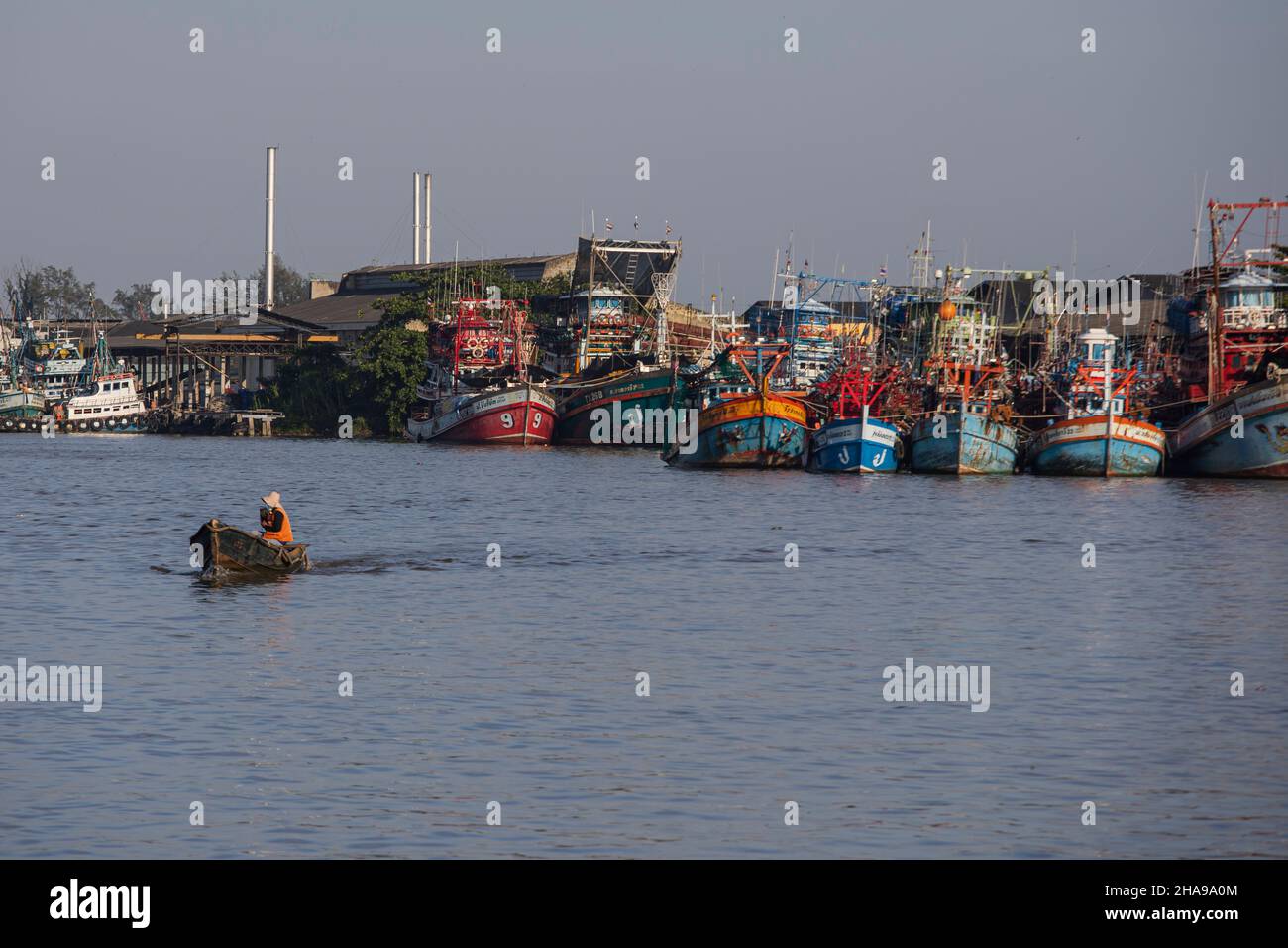 Pattani, Thailand. 09th Dec, 2021. Fishing boats seen anchored at ...