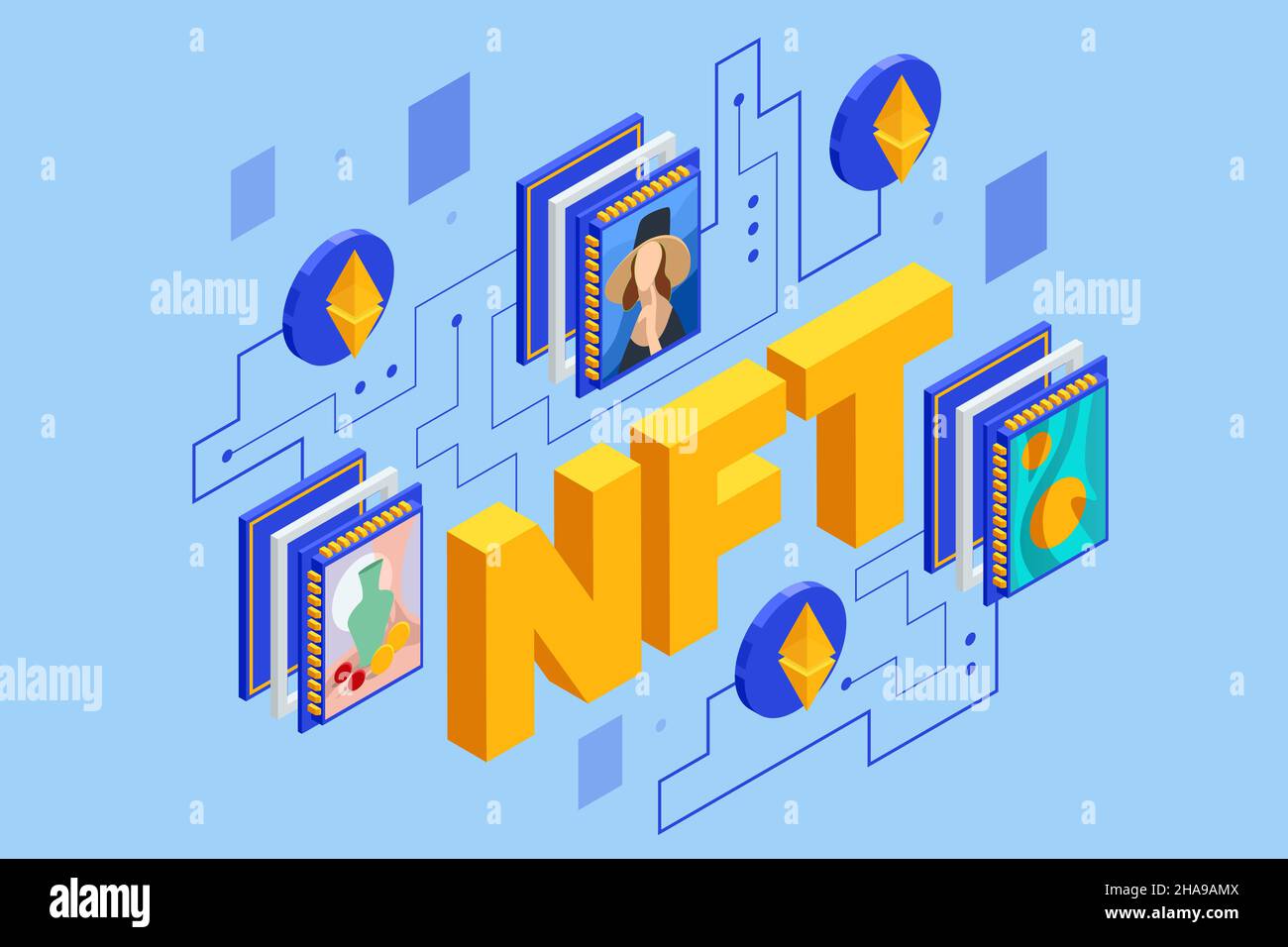 Isometric NFT Non-fungible token is a unique and non-interchangeable unit of data stored on a ...