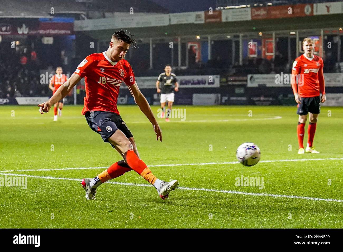 Luton, UK. 27th Nov, 2021. Reece Burke (16) of Luton Town during the ...