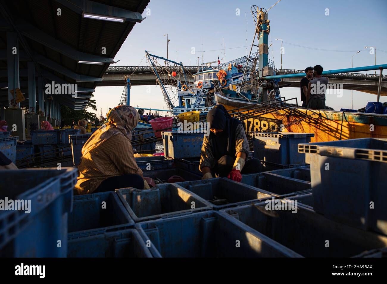 Pattani, Thailand. 7th Dec, 2021. Fishing boat seen anchored at Pattani ...