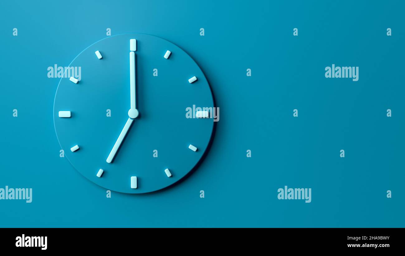 "Eight o'clock" sea blue Office Wall Clock; background with a copy ...