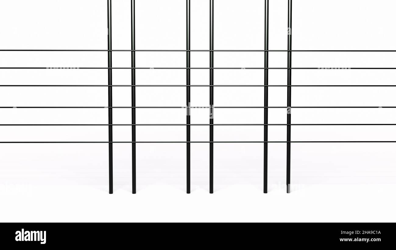 3D rendering of iron bars or metal grating on window or prison cell ...