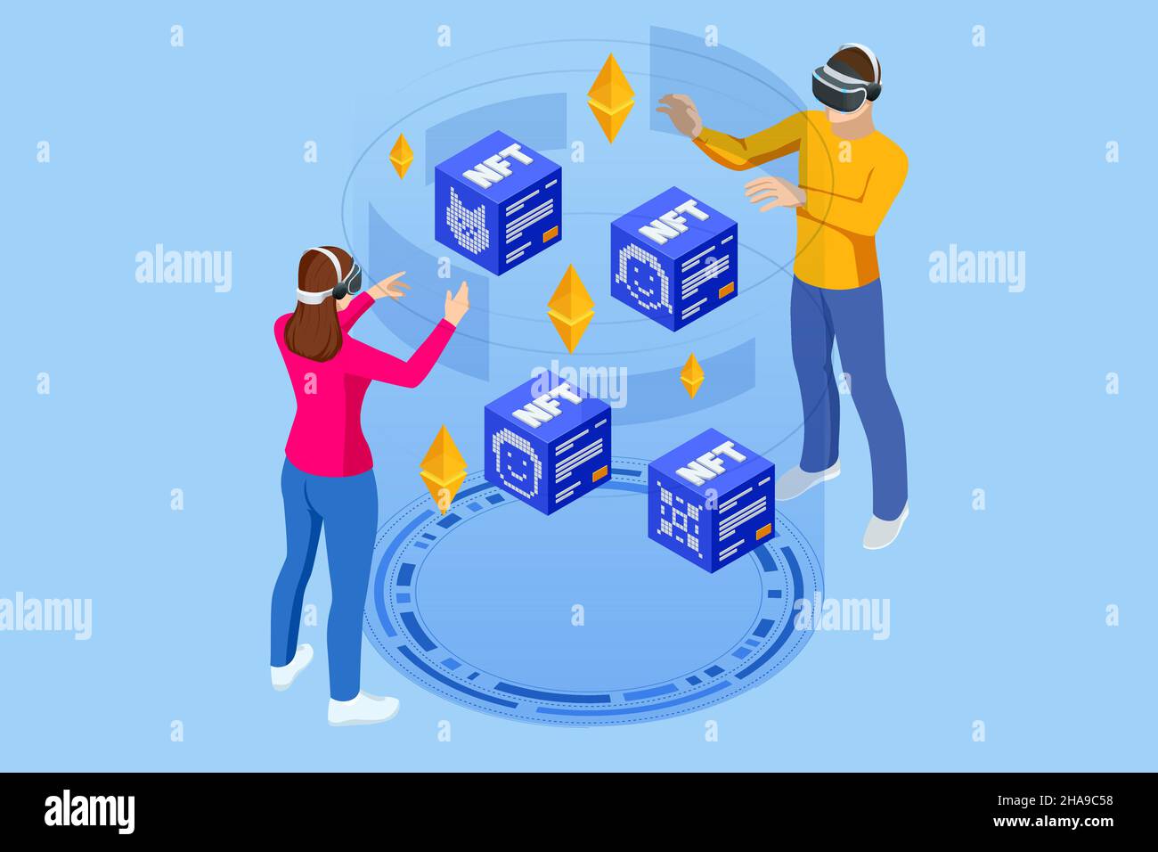 Isometric NFT Non-fungible token is a unique and non-interchangeable unit of data stored on a ...