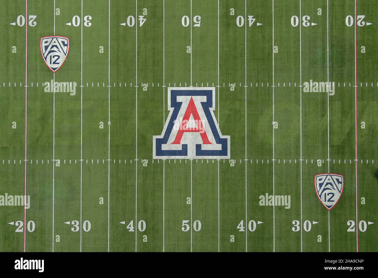 An aerial view of the University of Arizona Wildcats logo on the ...