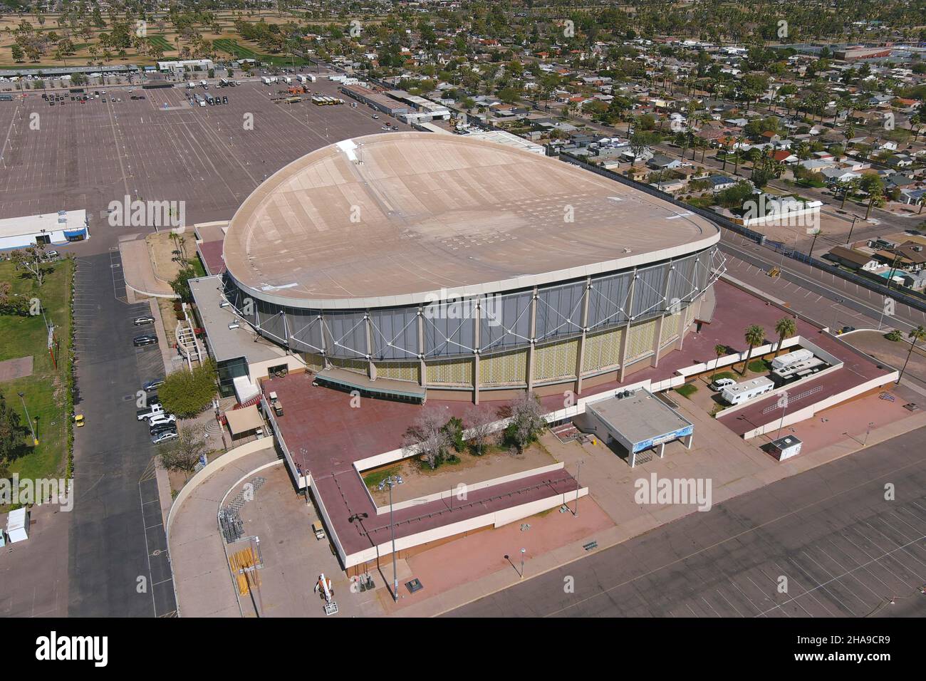 An aerial view of the Arizona Veterans Memorial Coliseum, Tuesday ...