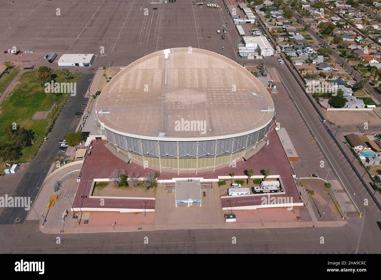 An aerial view of the Arizona Veterans Memorial Coliseum, Tuesday ...