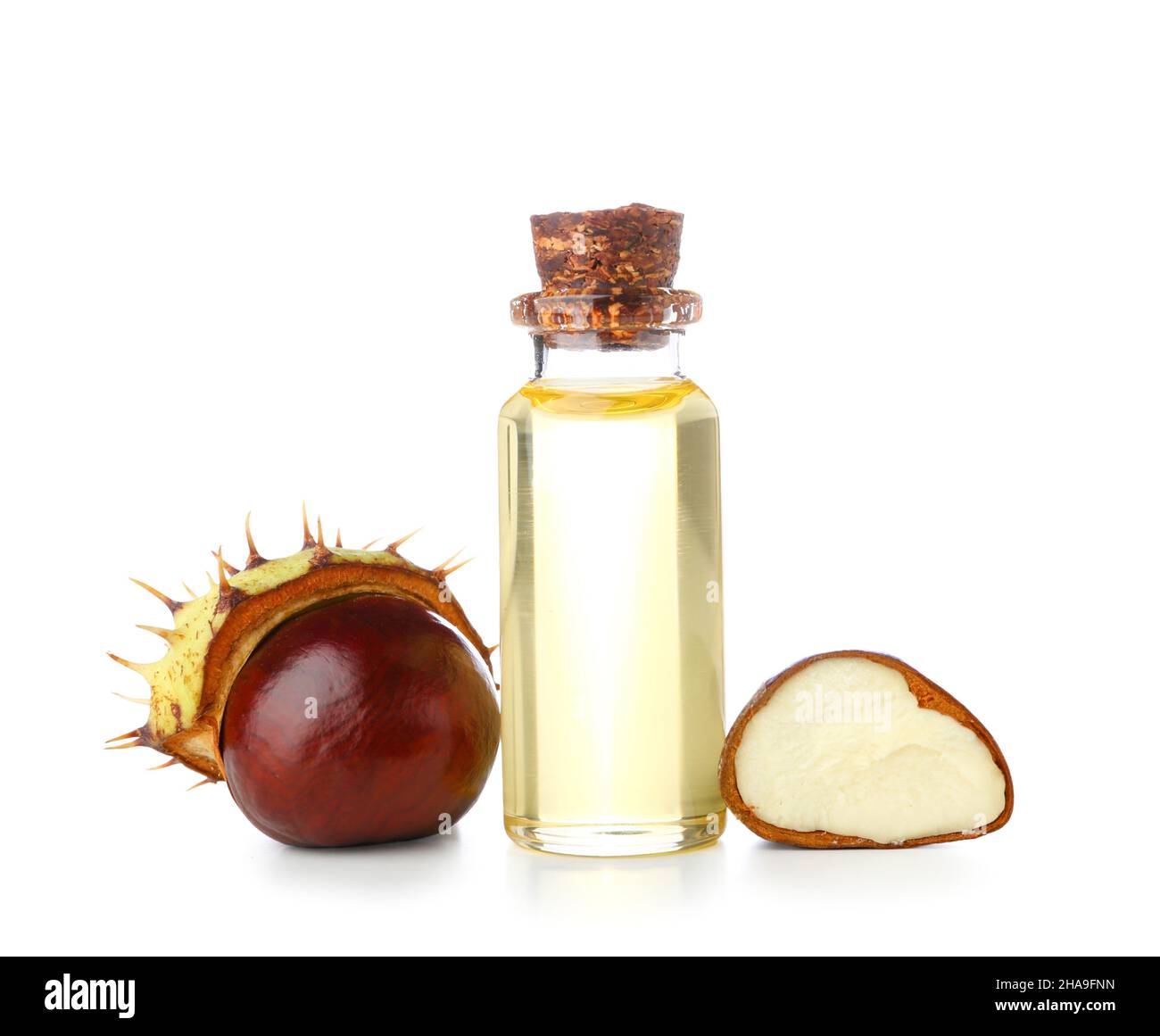 Bottle of chestnut essential oil isolated on white background Stock ...