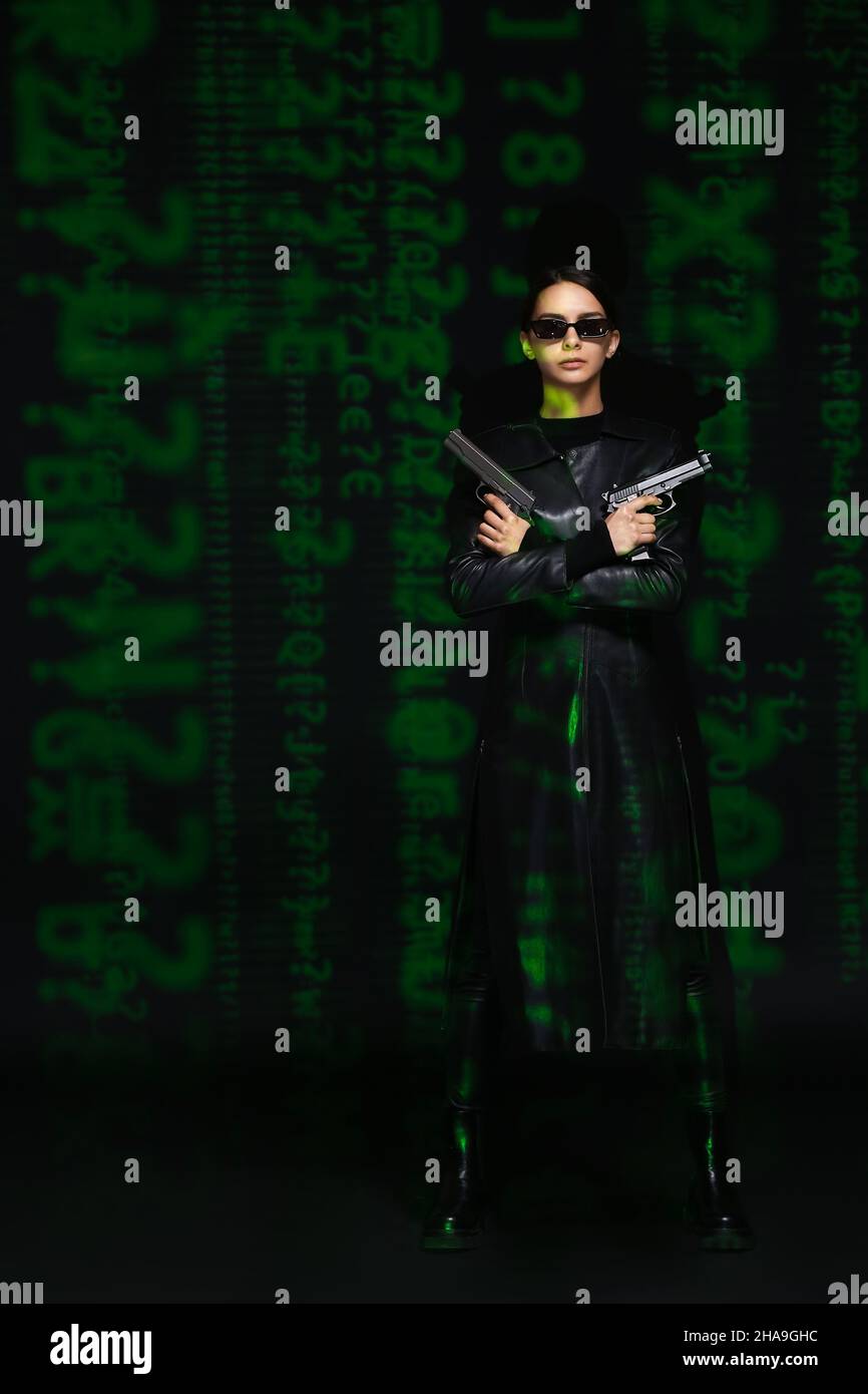Black latex costume woman hi-res stock photography and images - Alamy