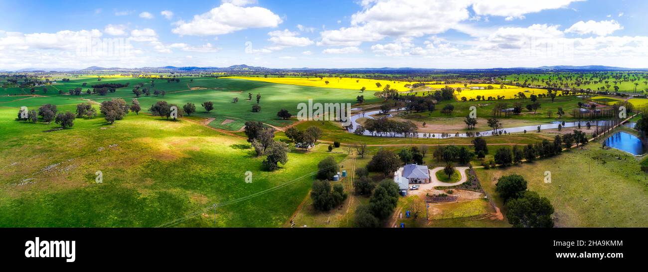 Remote canola and grazing farm in basin of Murray river - rural NSW and ...