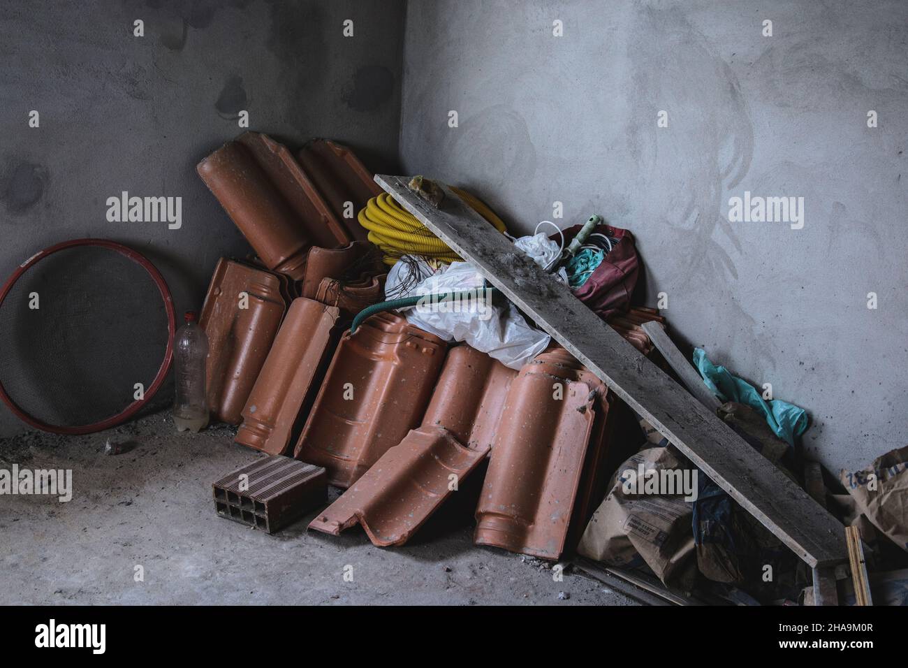 Building materials and renovation inside a residential house. Camacari ...