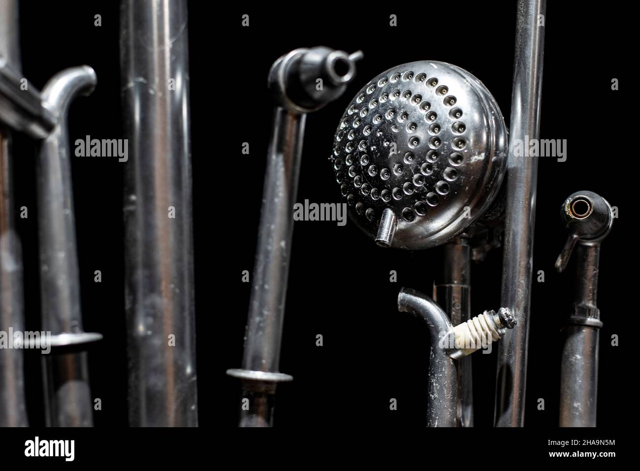 Objects of the ready stage of a theater show on the black background ...