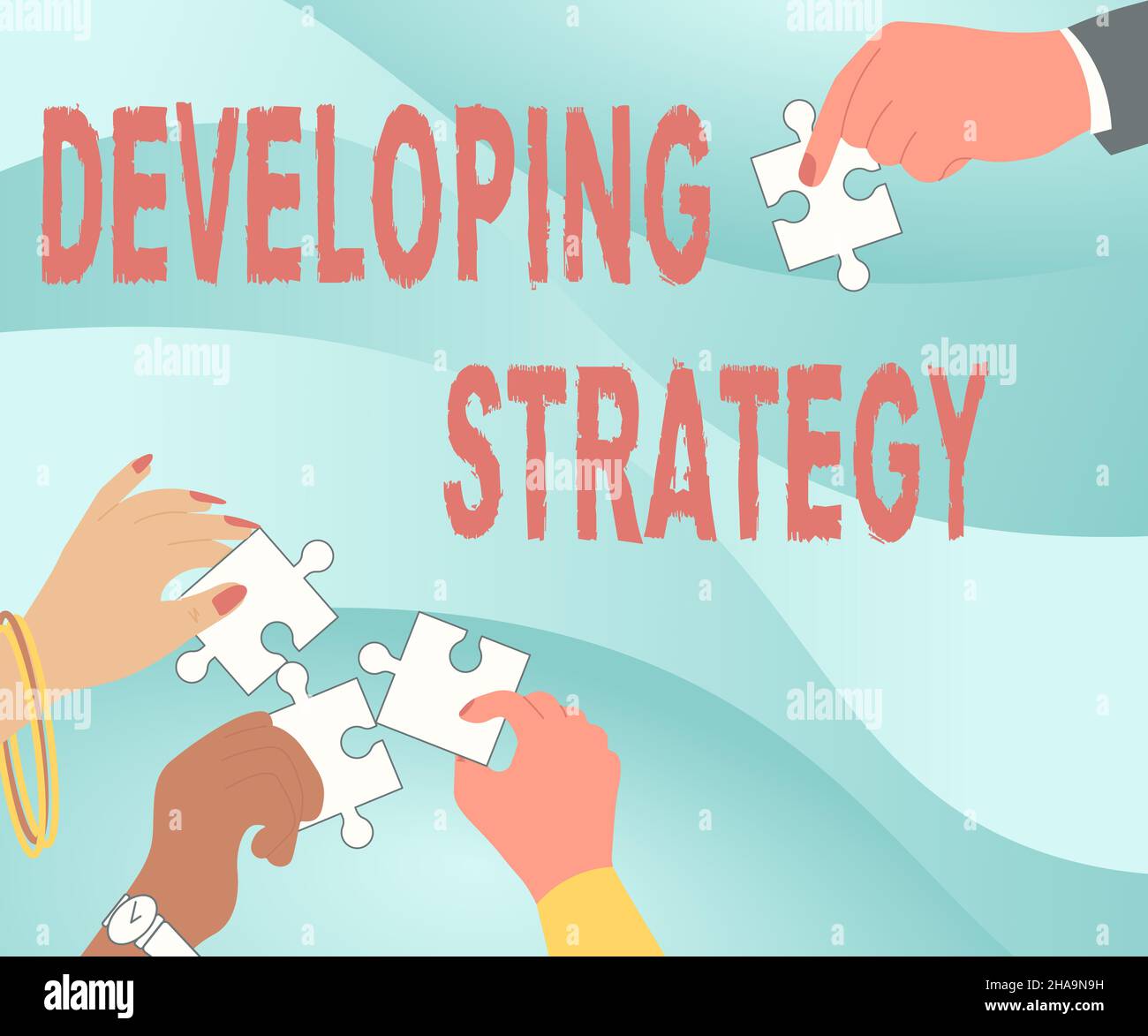 Text caption presenting Developing Strategy. Concept meaning ...