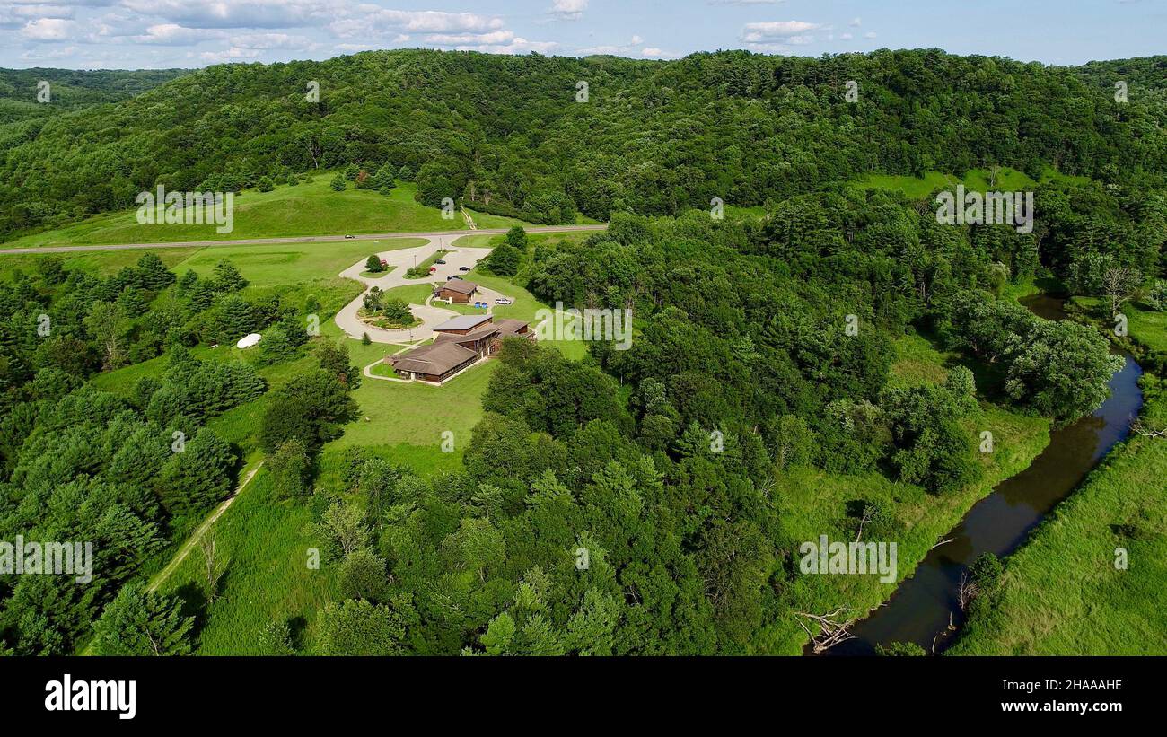 Aerial view of the Kickapoo Valley Reserve 8,600-acre public land and ...