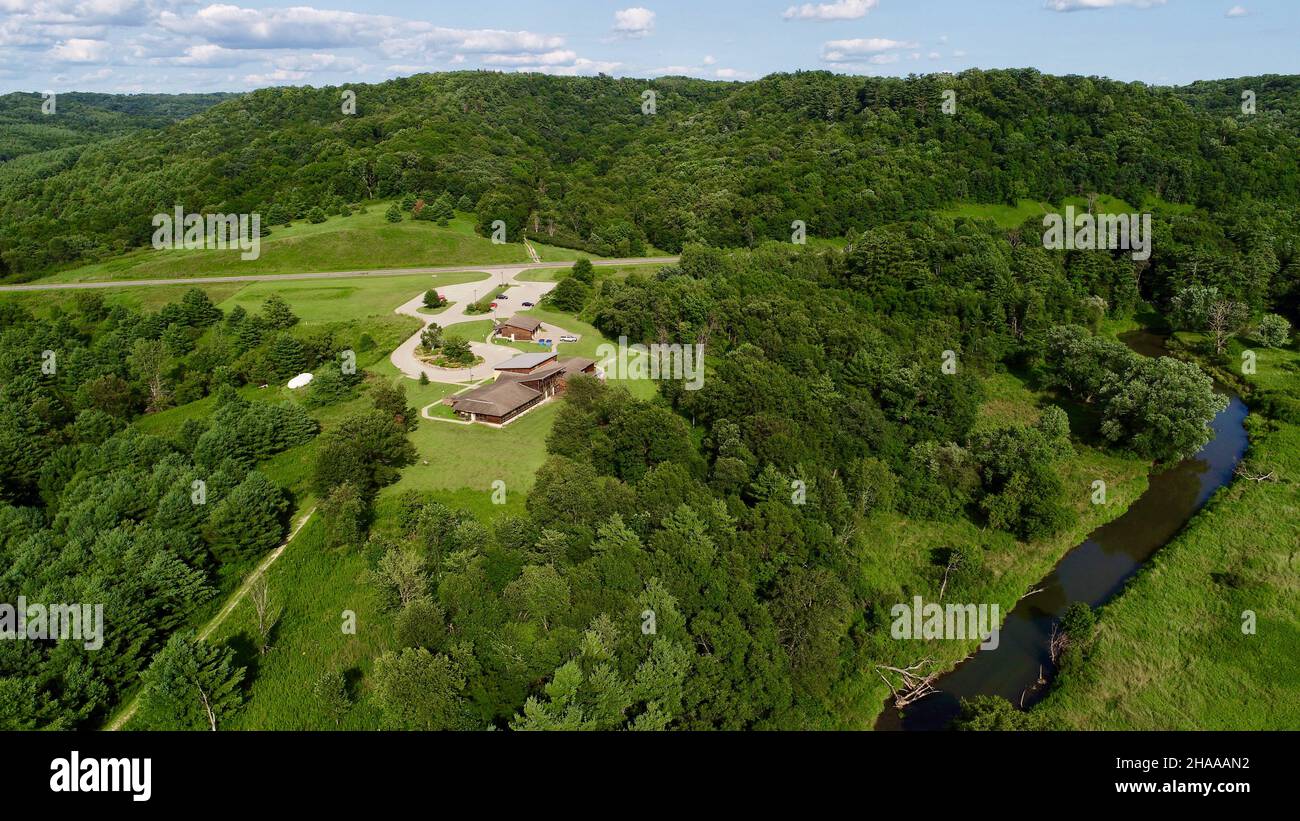 Aerial view of the Kickapoo Valley Reserve 8,600-acre public land and ...