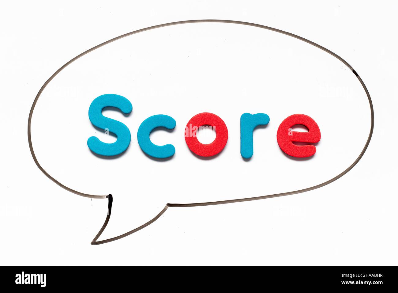 Alphabet letter with word score in black line hand drawing as bubble ...