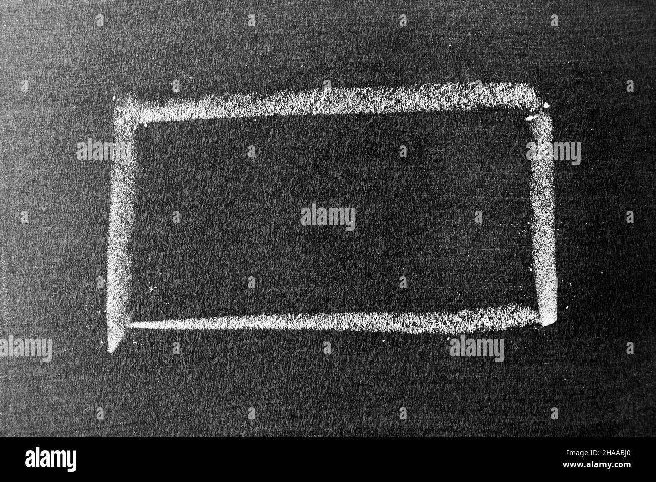 White color chalk hand drawing as square or rectangle shape on ...