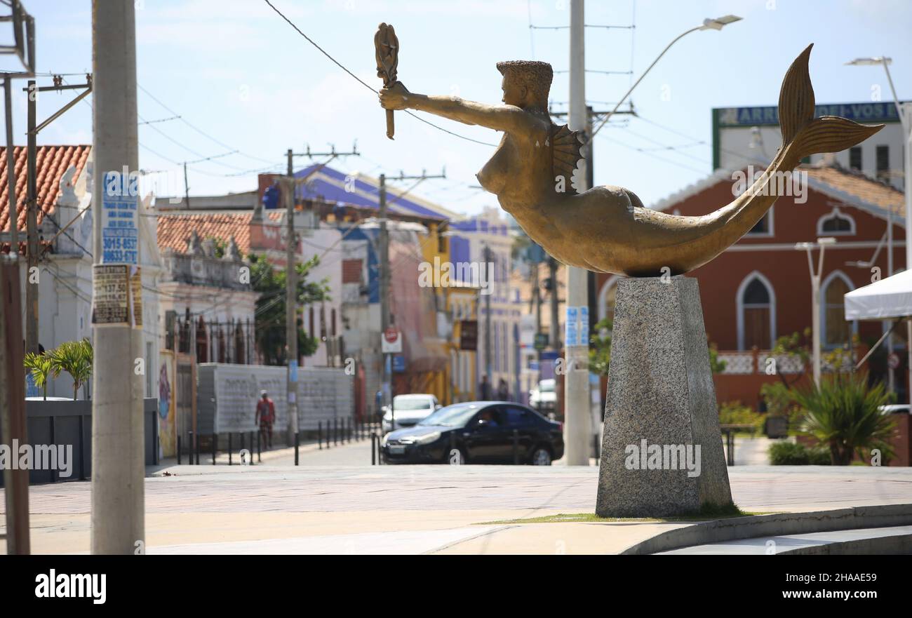 salvador, bahia, brazil - january 17, 2018: mermaid sculpture ...