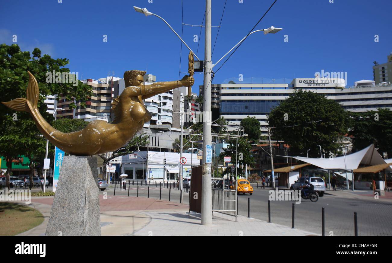 salvador, bahia, brazil - january 17, 2018: mermaid sculpture ...