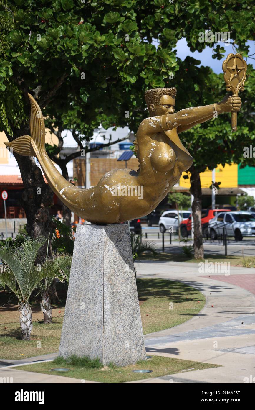 salvador, bahia, brazil - january 17, 2018: mermaid sculpture ...