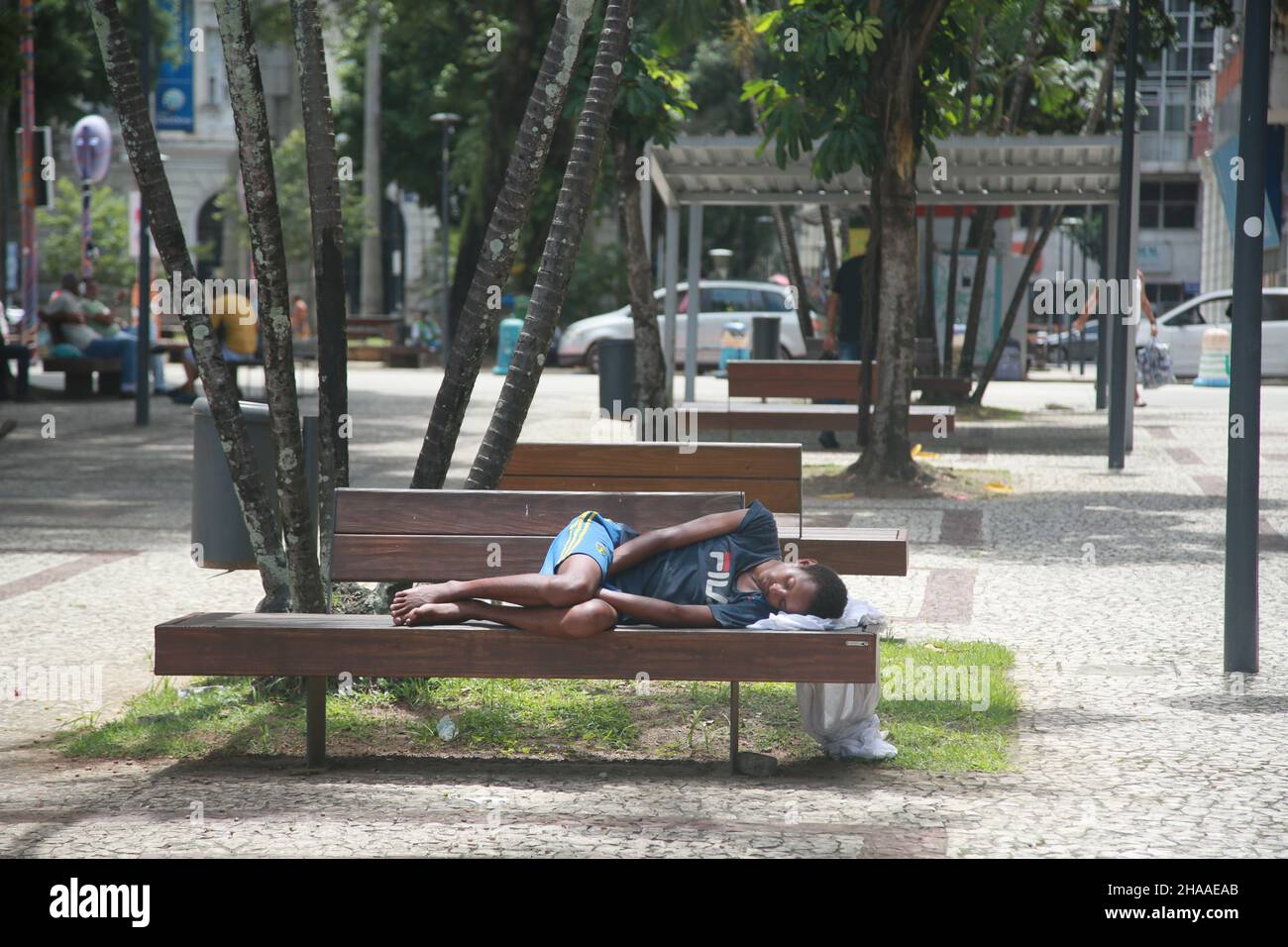 salvador, bahia, brazil - december 7, 2021: homeless person sleeping on ...