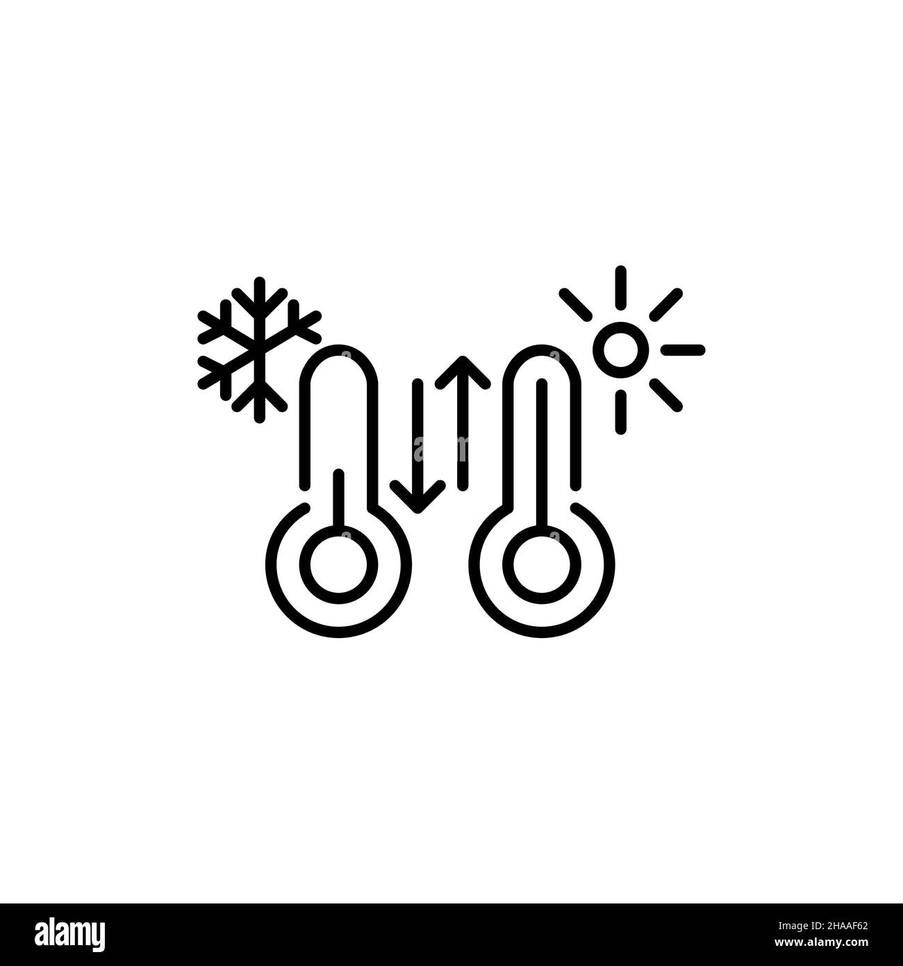 Changing temperature. Extreme cold and heat. Pixel perfect, editable ...