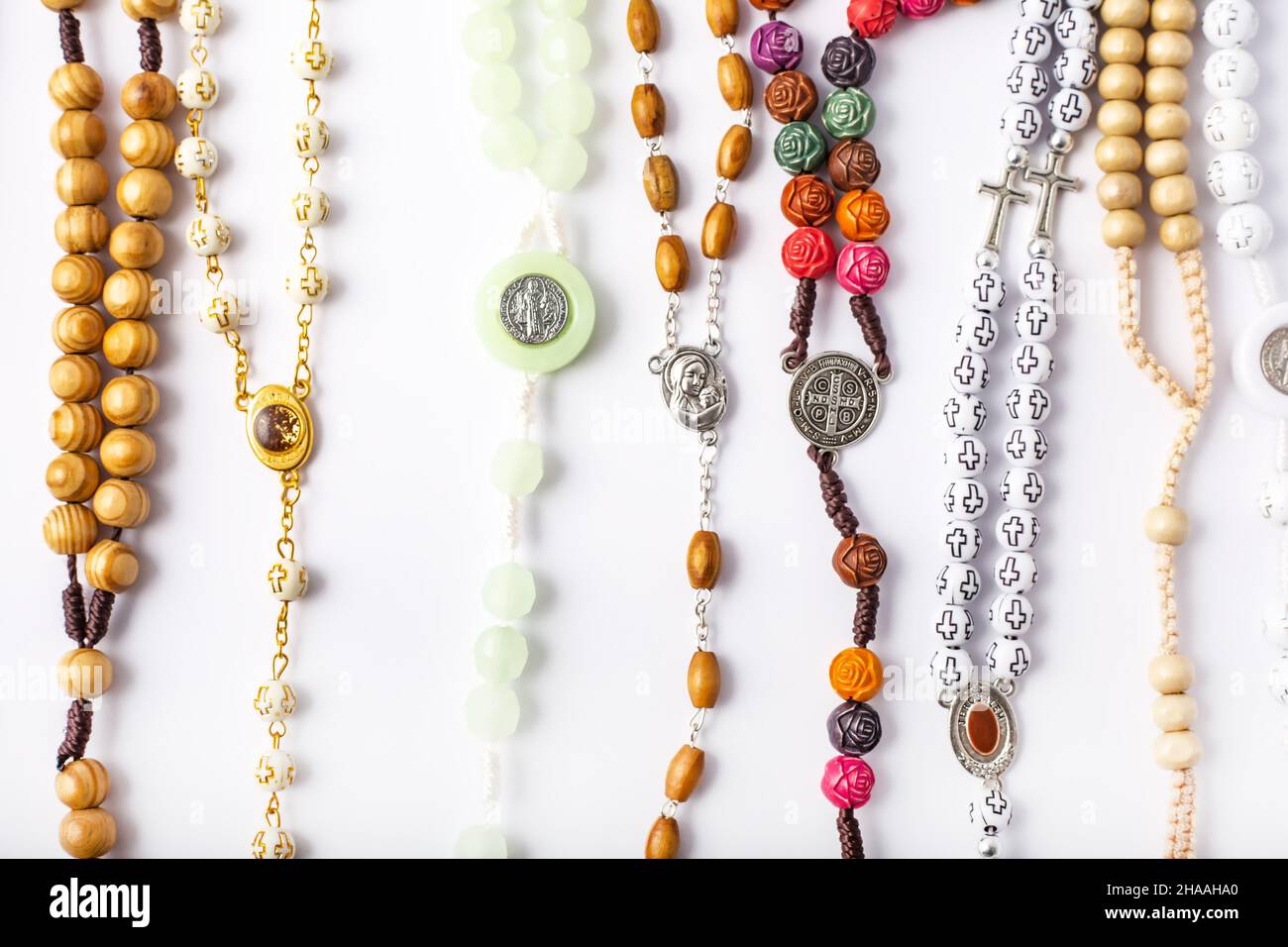 Set of traditional christian holy religious symbol rosary necklace ...