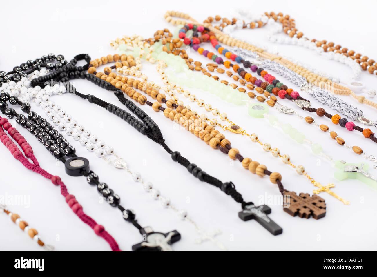 Set of traditional christian holy religious symbol rosary necklace ...