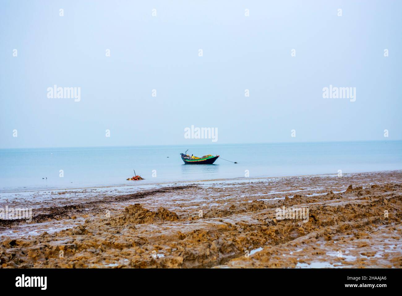 Indian native rustic wooden fishing boats in bay of Bengal to capture ...