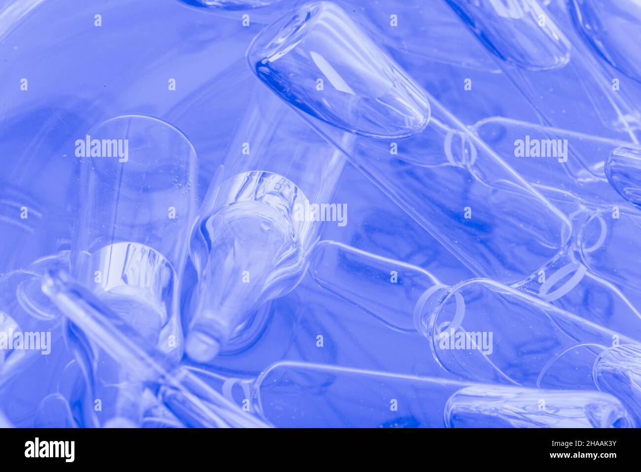 Glass medical ampoule vial for injection. Medicine is liquid sodium ...