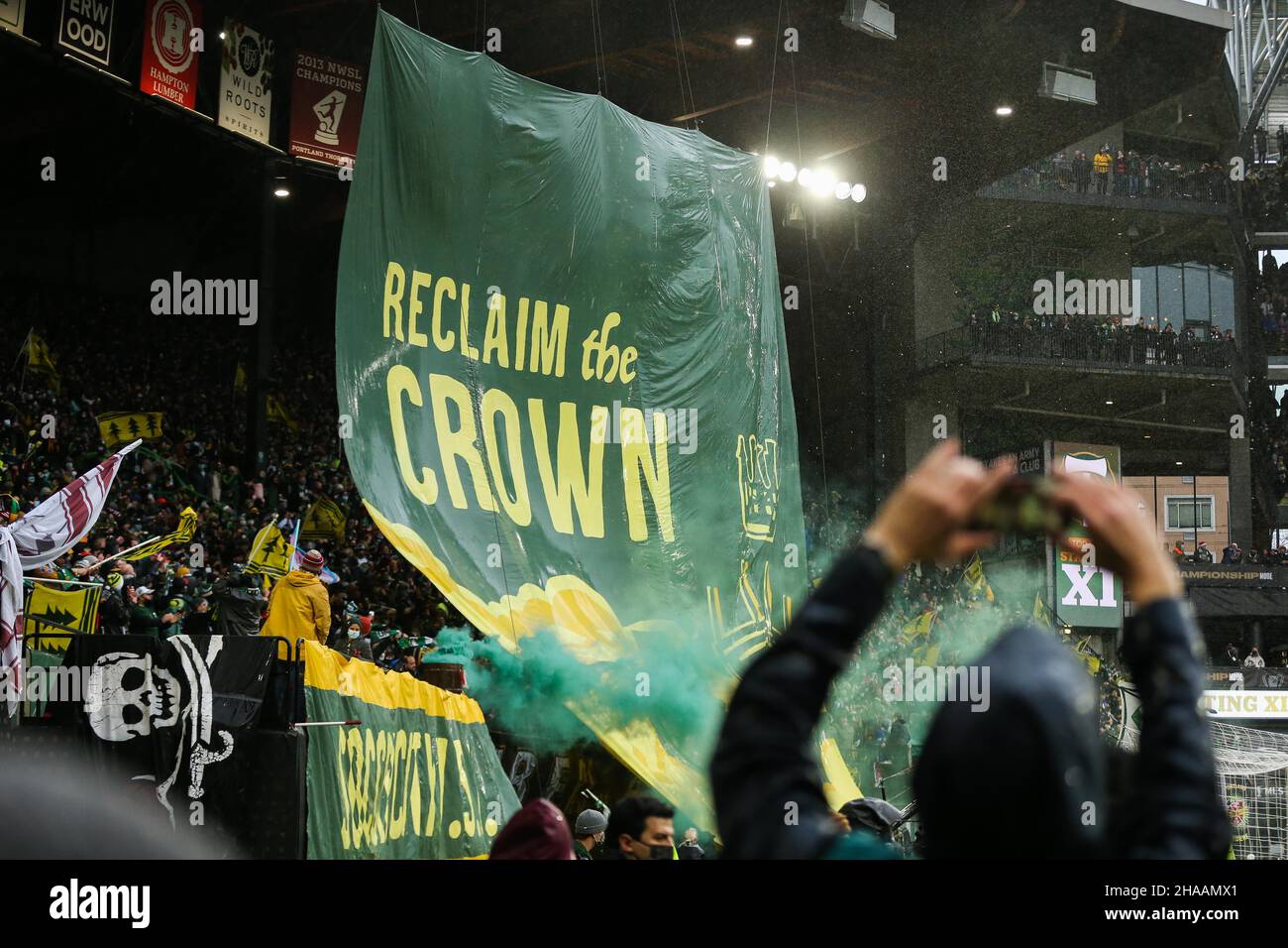December 11, 2021: The Timbers Army raises a banner that says ''Reclaim ...