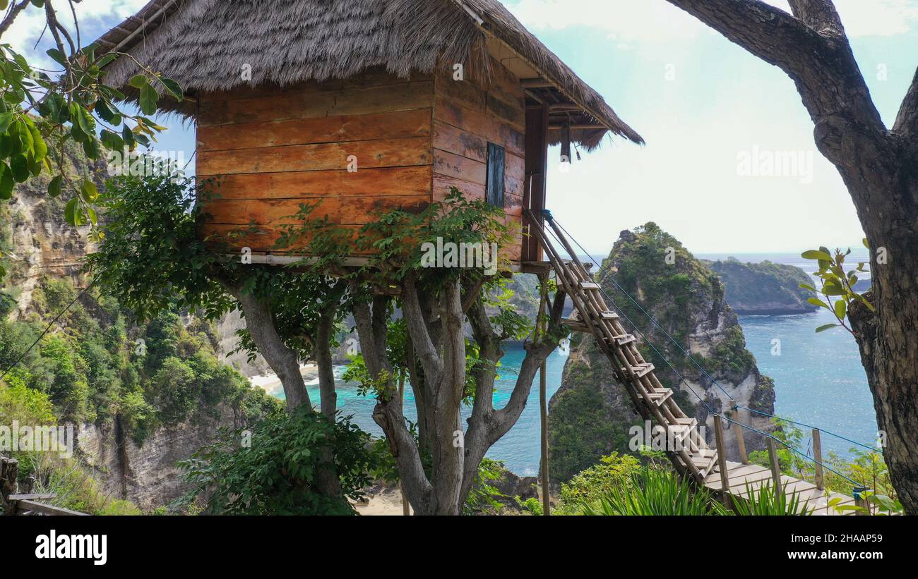 Rumah Pohon Treehouse on Nusa Penida Island in Bali. Overlooking ...