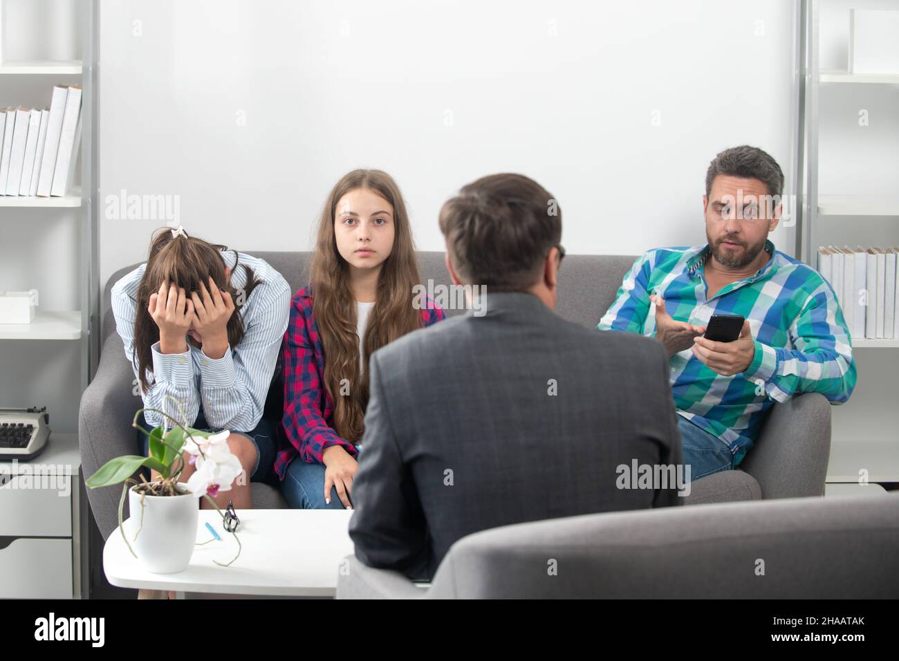 Parental concept. Parents telling the psychologist about family or ...