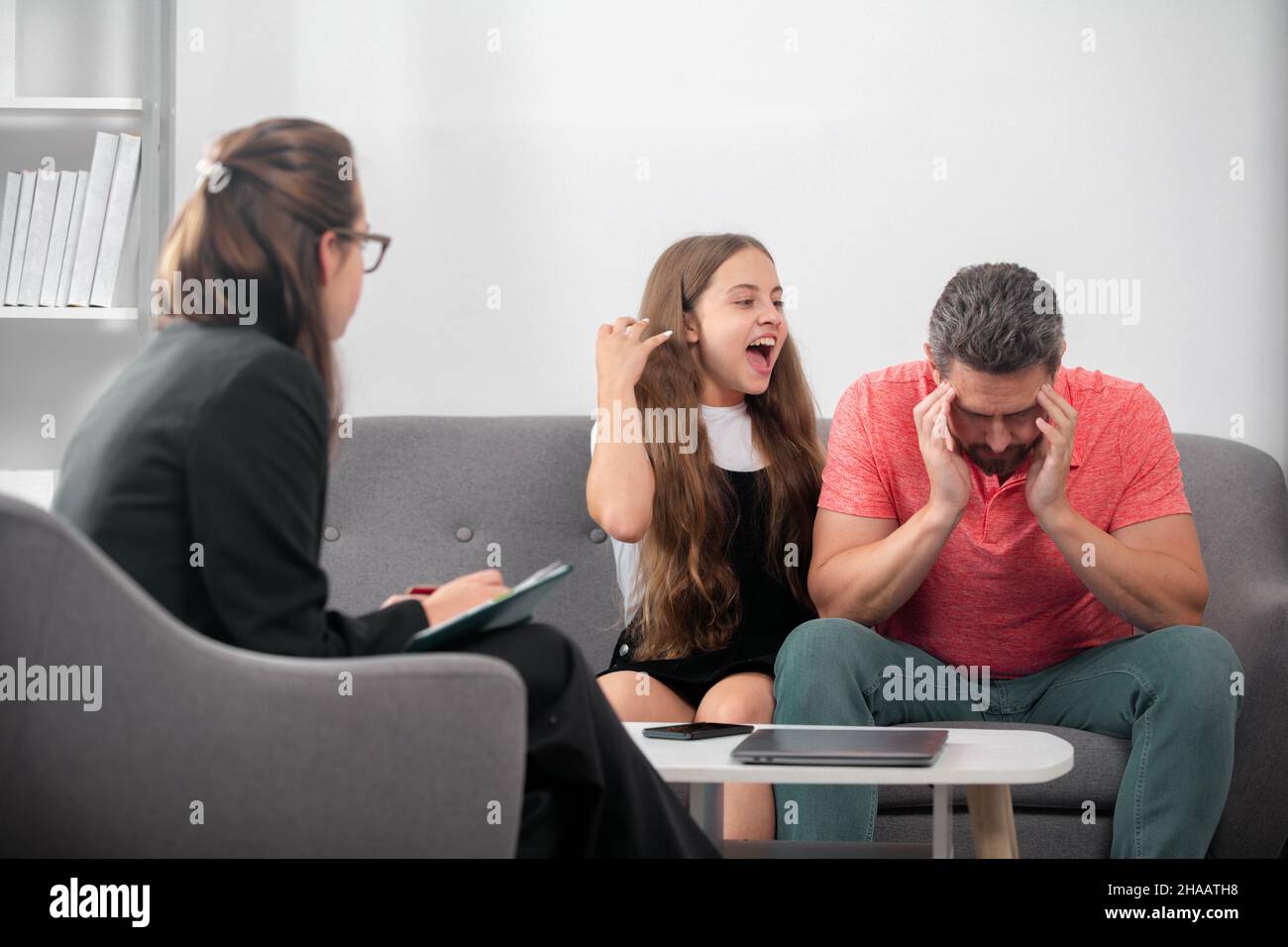 Professional advice, kids help and support. Psychology therapy, family mental health. father and ...