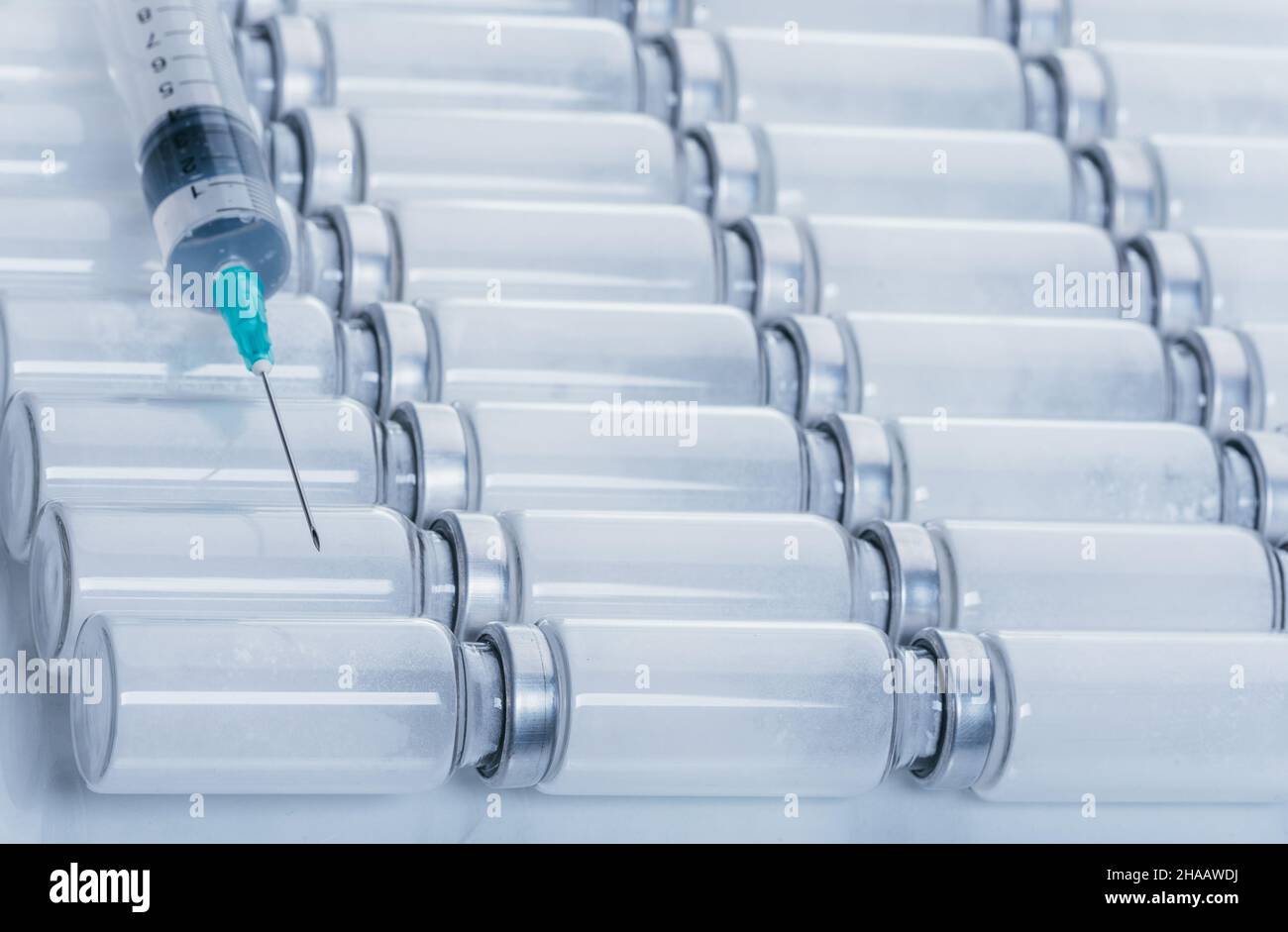 Medicine, Injection, vaccine and disposable syringe, drug concept ...