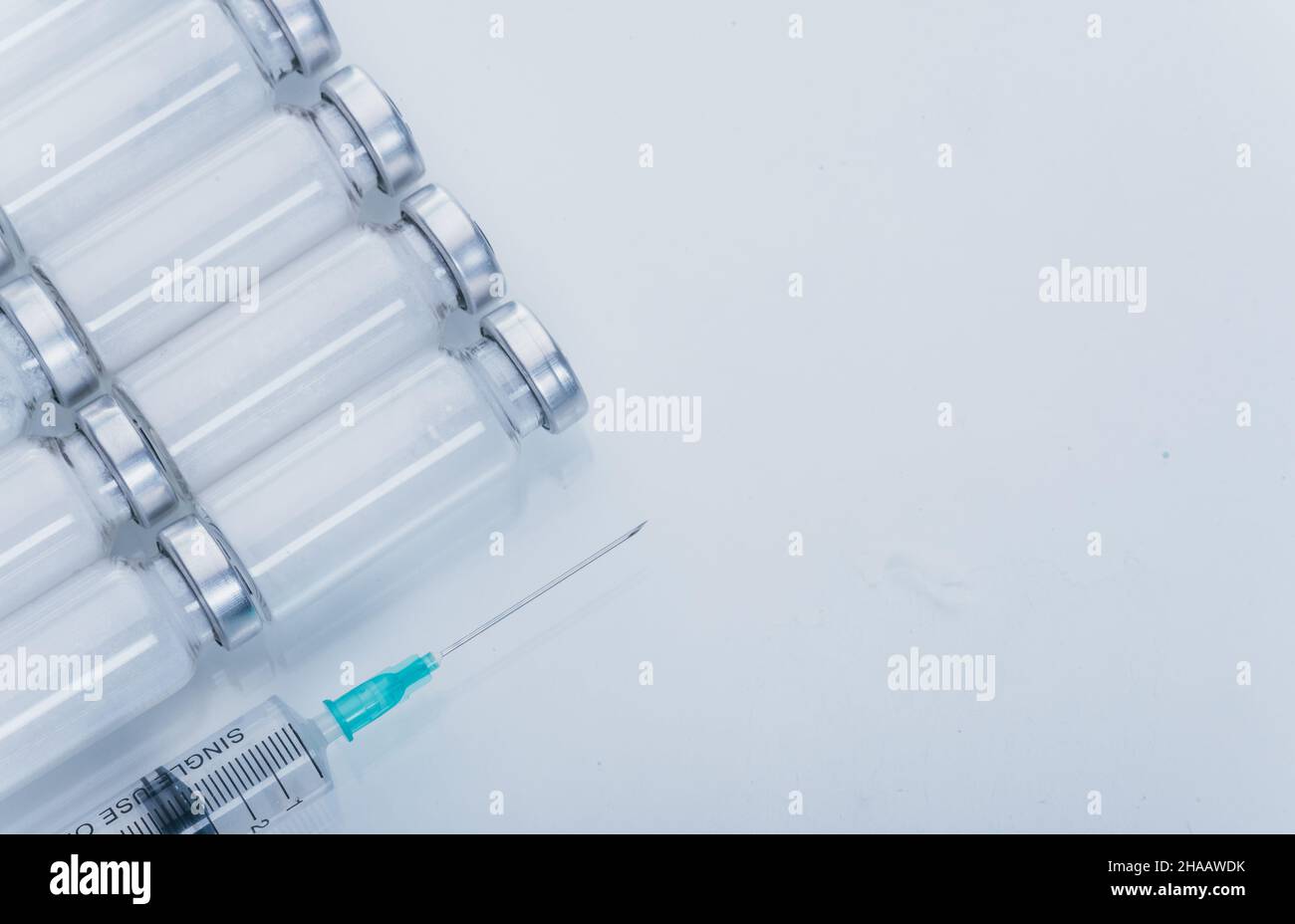 Medicine, Injection, vaccine and disposable syringe, drug concept ...