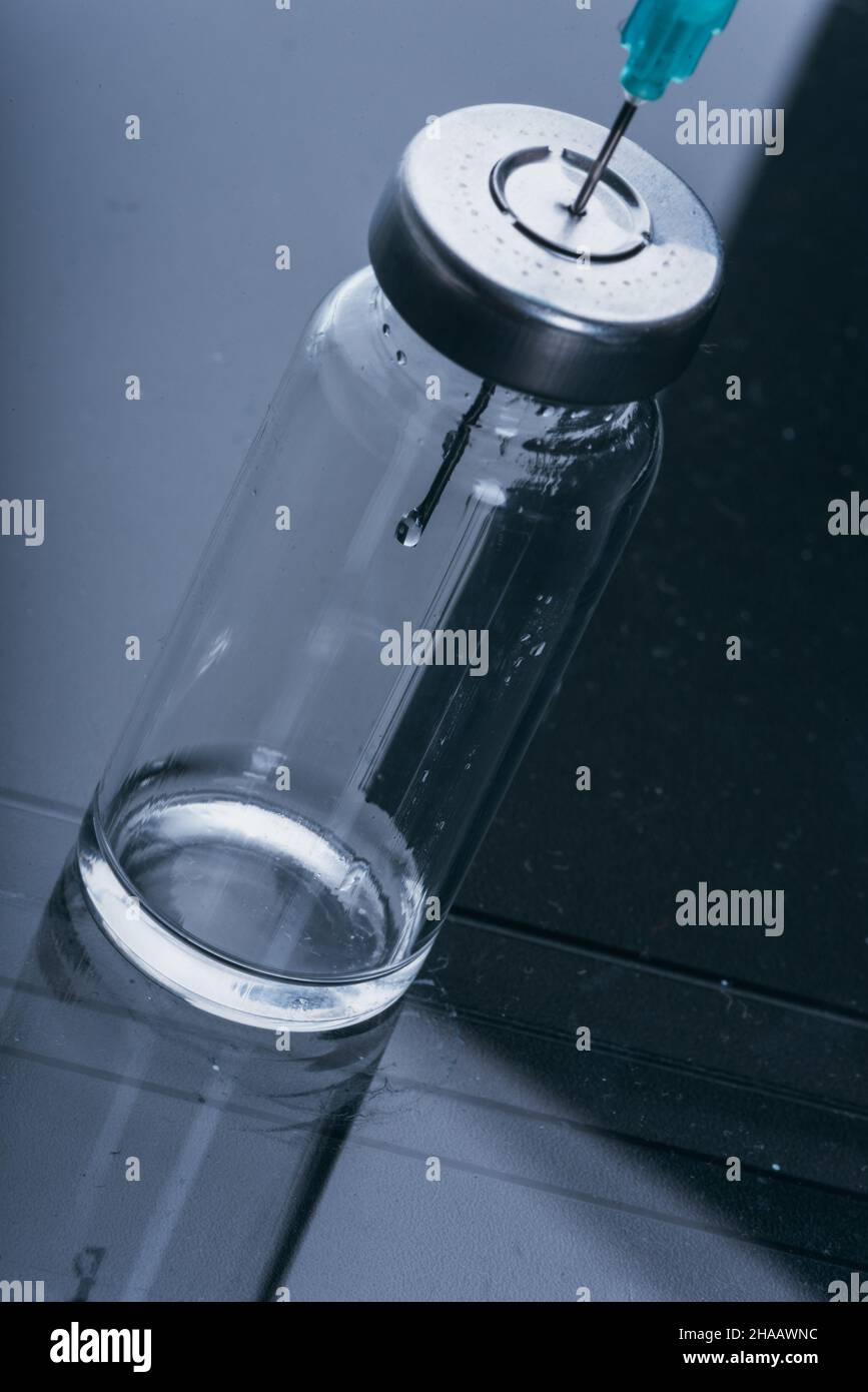 Medicine, Injection, vaccine and disposable syringe, drug concept ...