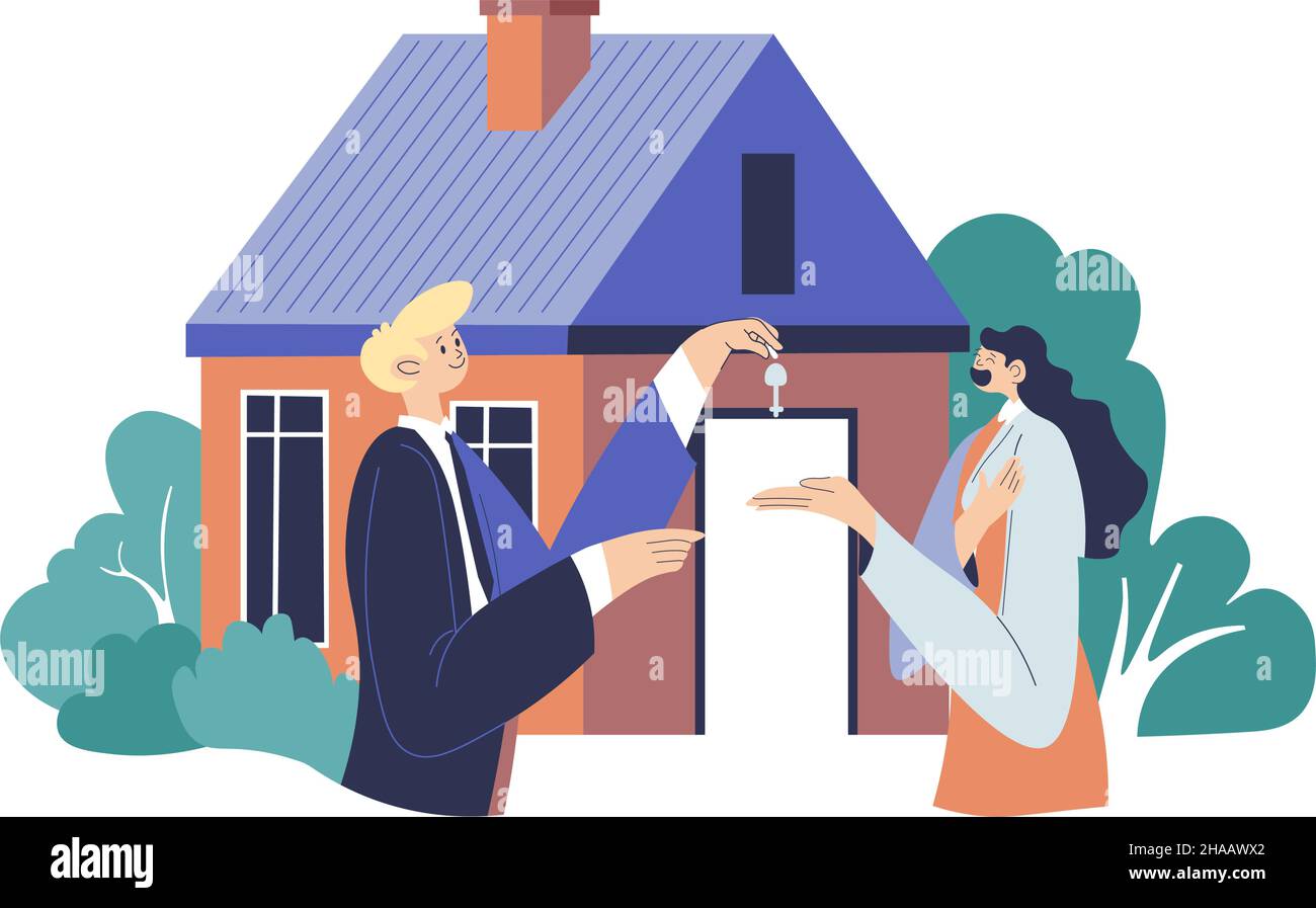 Giving house keys Stock Vector Images - Alamy