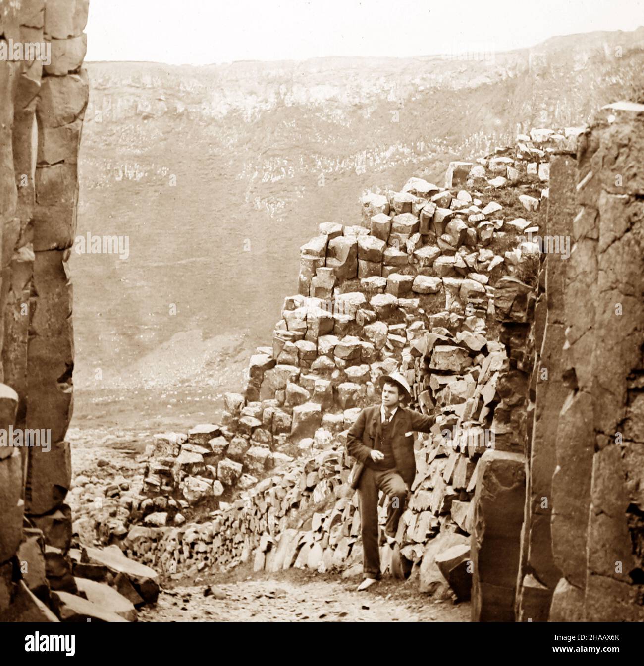 The Giant's Gateway, Giant's Causeway, Ireland, Victorian period Stock ...